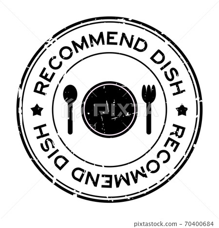 Grunge black recommended dish word with dish,... - Stock Illustration ...