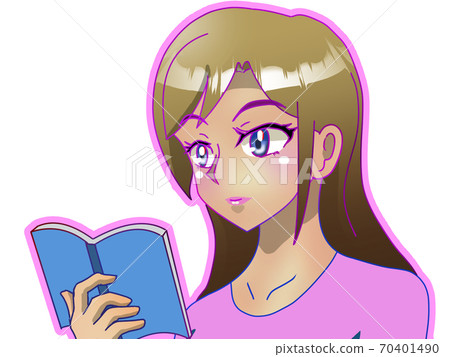 Woman reading pink - Stock Illustration [70401490] - PIXTA