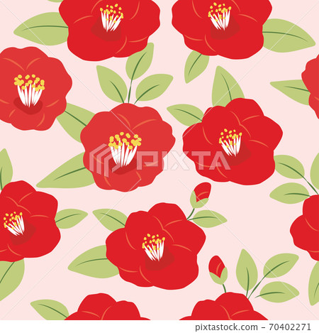Camellia flower seamless pattern - Stock Illustration [70402271] - PIXTA