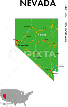 Map of Nevada State capitals, major cities,... - Stock Illustration ...
