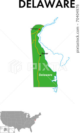 Map of Delaware State capitals, major cities,... - Stock Illustration ...
