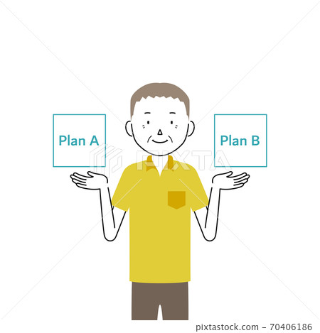 Illustration of a senior man comparing two... - Stock Illustration ...