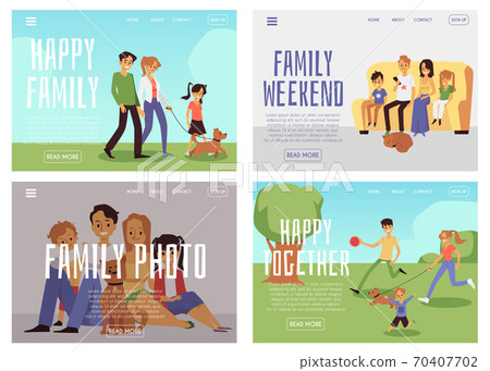 Happy family banner set - vector illustration... - Stock Illustration ...