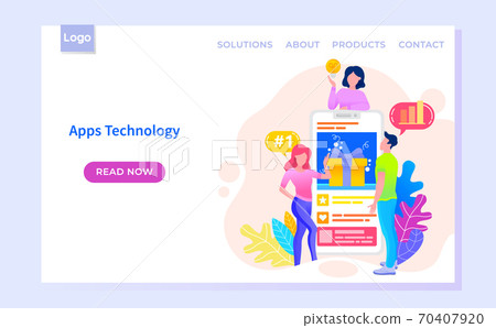 People Communication with Phone, App Tech Vector - Stock Illustration ...