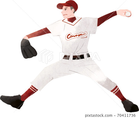 A dynamic moment of pitching baseball - Stock Illustration [70411736 ...