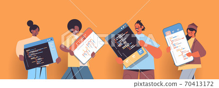 mix race web developers creating program code... - Stock Illustration [70413172] - PIXTA