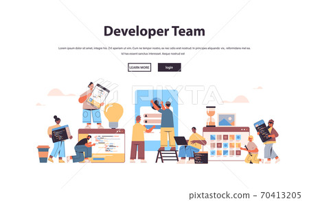 mix race web developers team creating program... - Stock Illustration [70413205] - PIXTA
