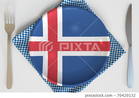 Plate with flag of Iceland on the table,... - Stock Illustration ...
