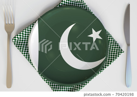 Plate with flag of Pakistan on the table,... - Stock Illustration ...