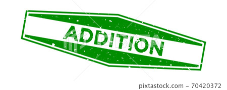 Grunge green addition word hexagon rubber seal... - Stock Illustration ...