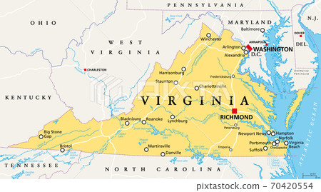 Virginia, VA, political map. Commonwealth of...-插圖素材 [70420554] - PIXTA圖庫