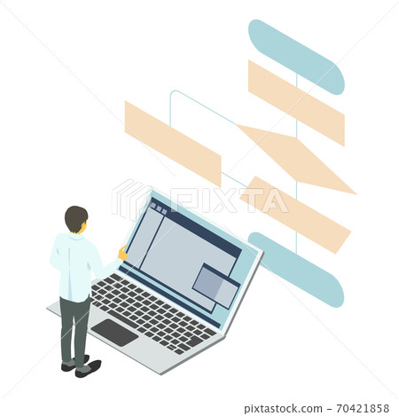Isometric programming person concept vector... - Stock Illustration ...