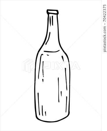 Glass bottle, outline, Vector illustration,hand... - Stock Illustration ...