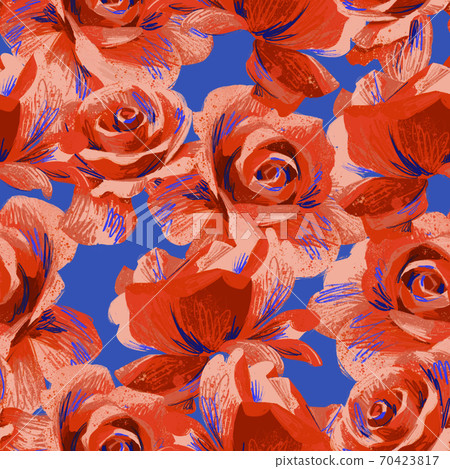 floral seamless pattern with large roses. - Stock Illustration ...