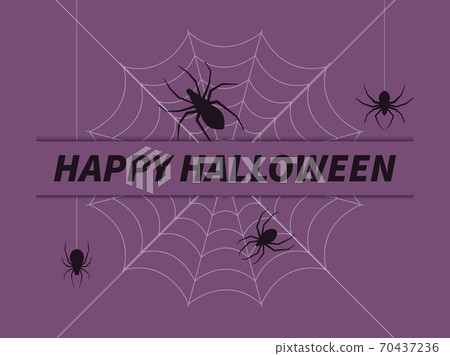 Happy Halloween. Text banner with spiders... - Stock Illustration ...