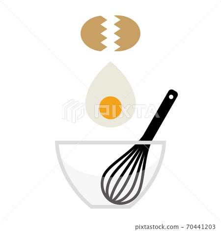 Illustration of breaking an egg into a bowl - Stock Illustration ...