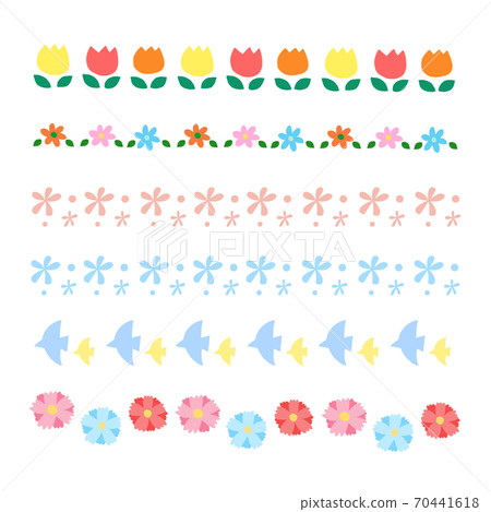 Cute flower line material - Stock Illustration [70441618] - PIXTA