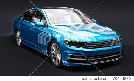 3d rendering of a brandless generic blue car in... - Stock Illustration ...