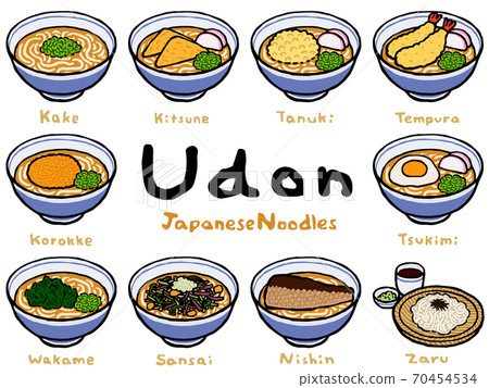 Udon Set:Hand drawn vector illustration like... - Stock Illustration ...