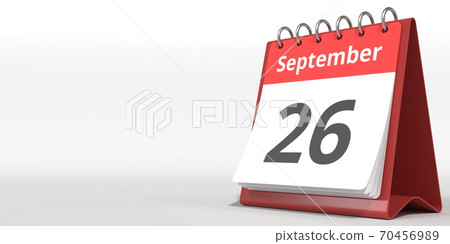 September 26 date on the flip calendar page, 3d... - Stock Illustration ...