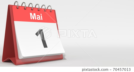 May 1 date written in French on the flip... - Stock Illustration ...