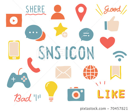 SNS hand-drawn icon set / Internet /... - Stock Illustration [70457821 ...