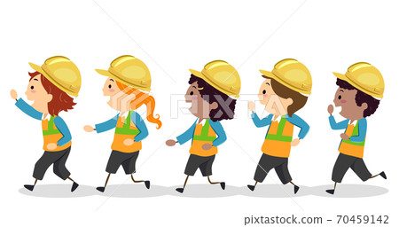 Stickman Kids Engineers Hard Hat Illustration-插圖素材 [70459142] - PIXTA圖庫