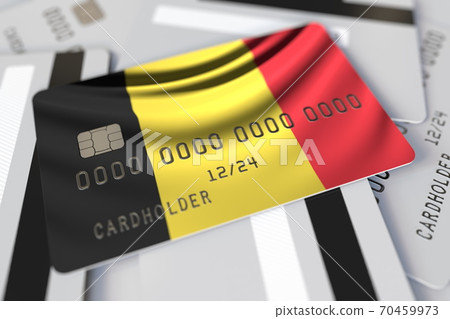 Flag of Belgium on the credit card 3d rendering - Stock Illustration ...