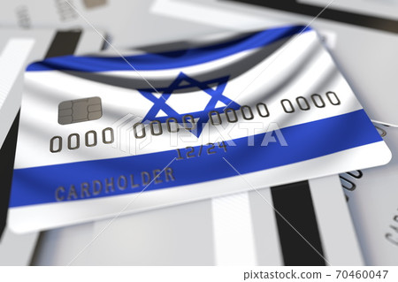 Credit card with flag of Israel 3d rendering - Stock Illustration ...
