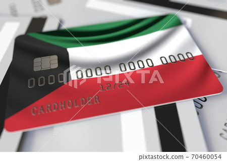 Credit card with folded flag of Kuwait 3d... - Stock Illustration ...
