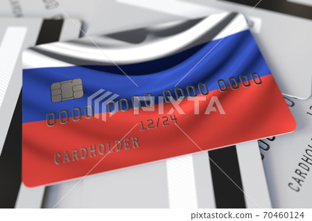 Credit card with flag of Russia 3d rendering - Stock Illustration ...