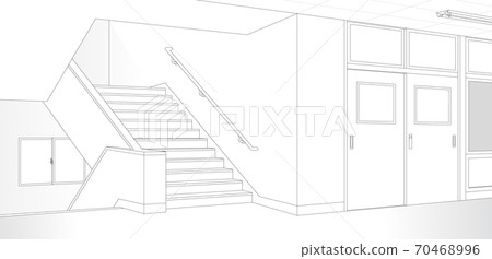 Classroom corridor stairs school cartoon style... - Stock Illustration ...