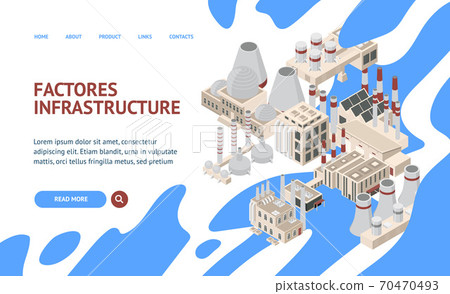 Factory Constructions or Buildings Concept Card... - Stock Illustration ...
