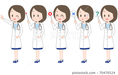 Female doctor pointer sign set - Stock Illustration [70470524] - PIXTA