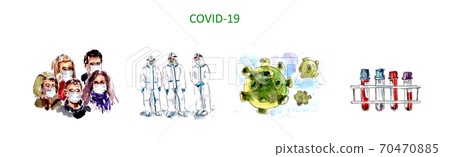watercolor illustration, world quarantine -... - Stock Illustration ...