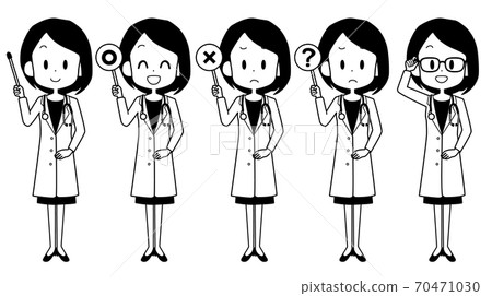 Female doctor pointer sign set - Stock Illustration [70471030] - PIXTA