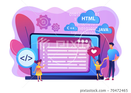 Computer programming camp concept vector... - Stock Illustration ...