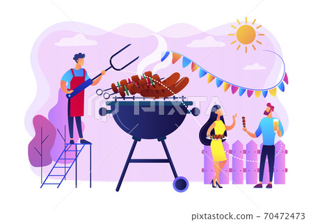 Backyard party concept vector illustration. - Stock Illustration ...