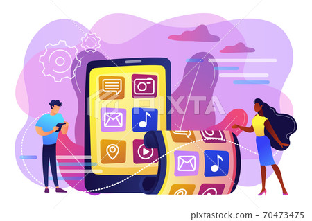 Foldable smartphone concept vector illustration. - Stock Illustration ...