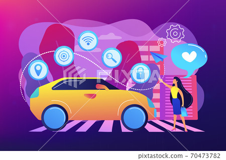 Autonomous car concept vector illustration. - Stock Illustration ...
