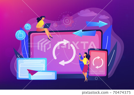 Cross-device syncing concept vector illustration. - Stock Illustration [70474375] - PIXTA