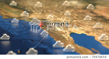 Tijuana city and cloudy weather icon on the... - Stock Illustration ...