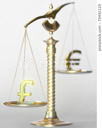 Pound sterling GBP weighs more than Euro on... - Stock Illustration ...
