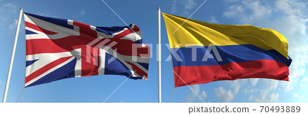 Flags of Great Britain and Colombia on... - Stock Illustration ...