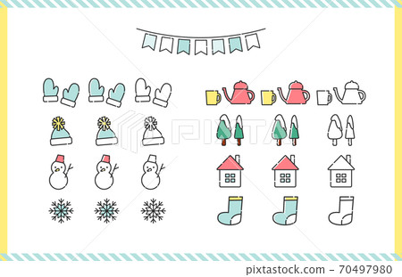 [Winter] Simple and cute outline illustration... - Stock Illustration ...