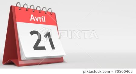 April 21 date written in French on the flip... - Stock Illustration ...