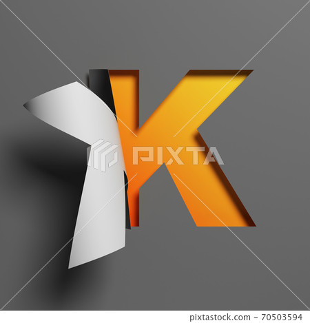 Curl paper font 3d rendering letter K - Stock Illustration [70503594] - PIXTA