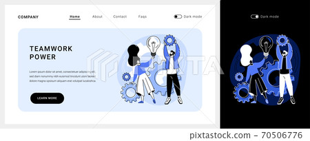 Teamwork power vector concept landing page. - Stock Illustration ...