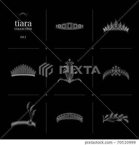 Tiara Collection 1 Line Art Illustration_White - Stock Illustration ...
