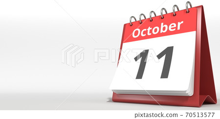 October 11 date on the flip calendar page, 3d... - Stock Illustration ...